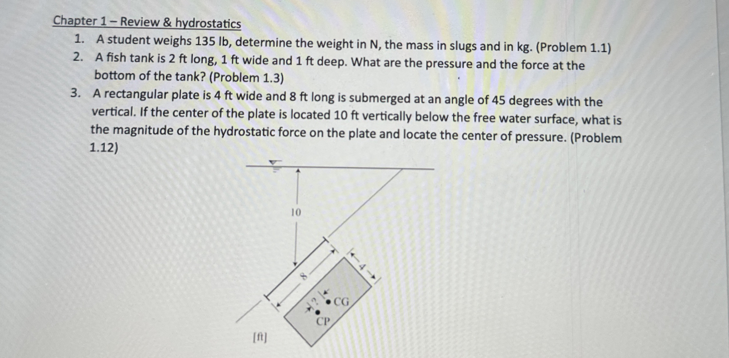 Solved Chapter 1-Review & hydrostaticsA student weighs 135 | Chegg.com