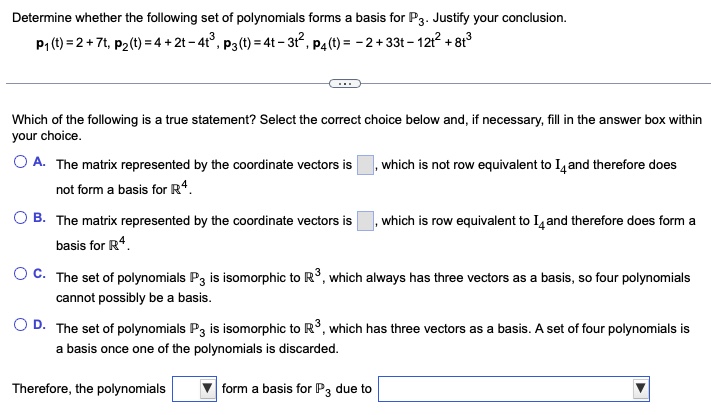 Solved Determine whether the following set of polynomials | Chegg.com