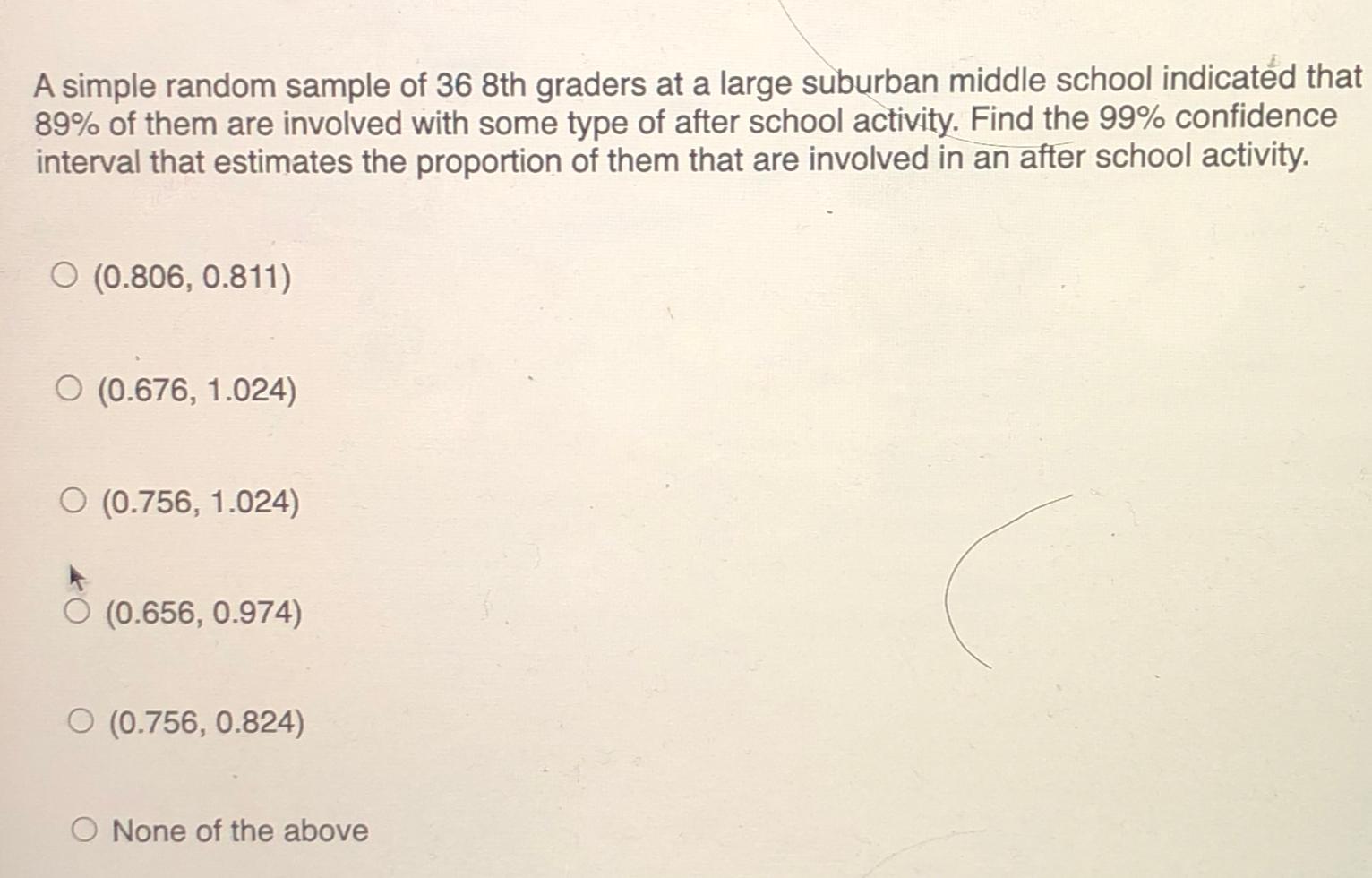 Solved A simple random sample of 368 th graders at a large | Chegg.com