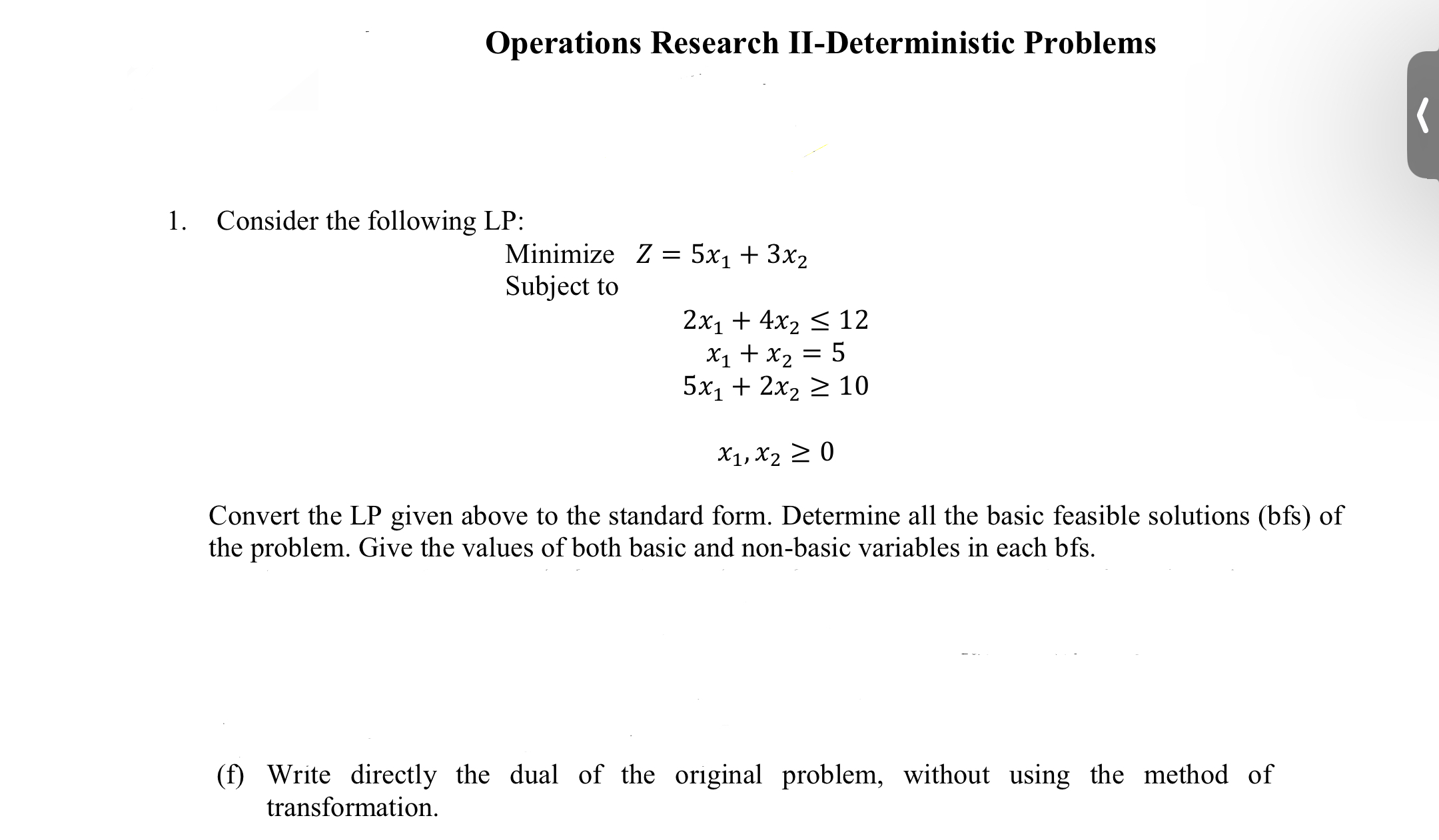 Solved by an EXPERT Operations Research II-Deterministic ProblemsConsider | Chegg.com