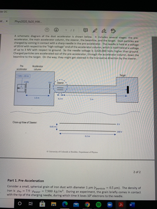 Solved Fler DC W... X Phys2020_fa20 HW... 1 / 2 A schematic | Chegg.com