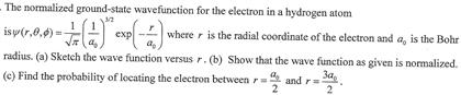 The normalized ground-state wave function for the | Chegg.com