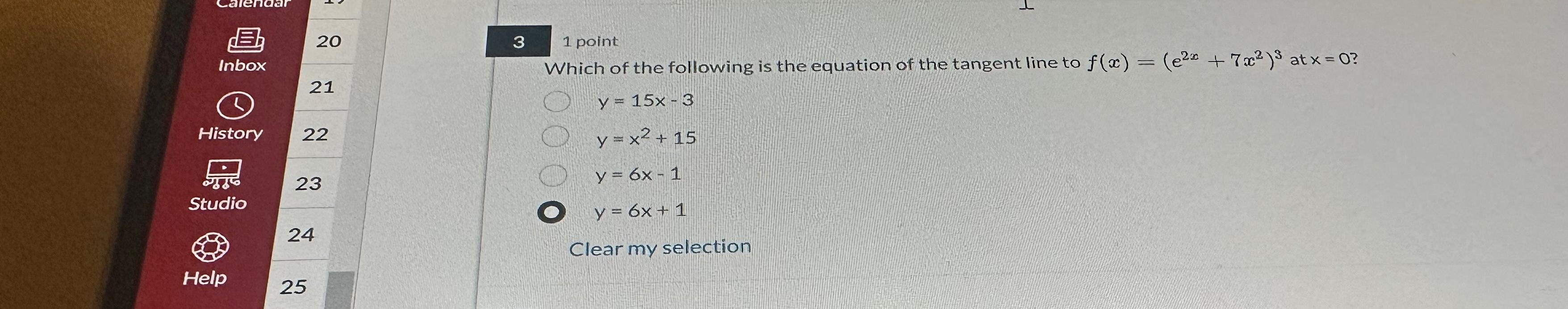 Solved 31 ﻿pointWhich of the following is the equation of | Chegg.com