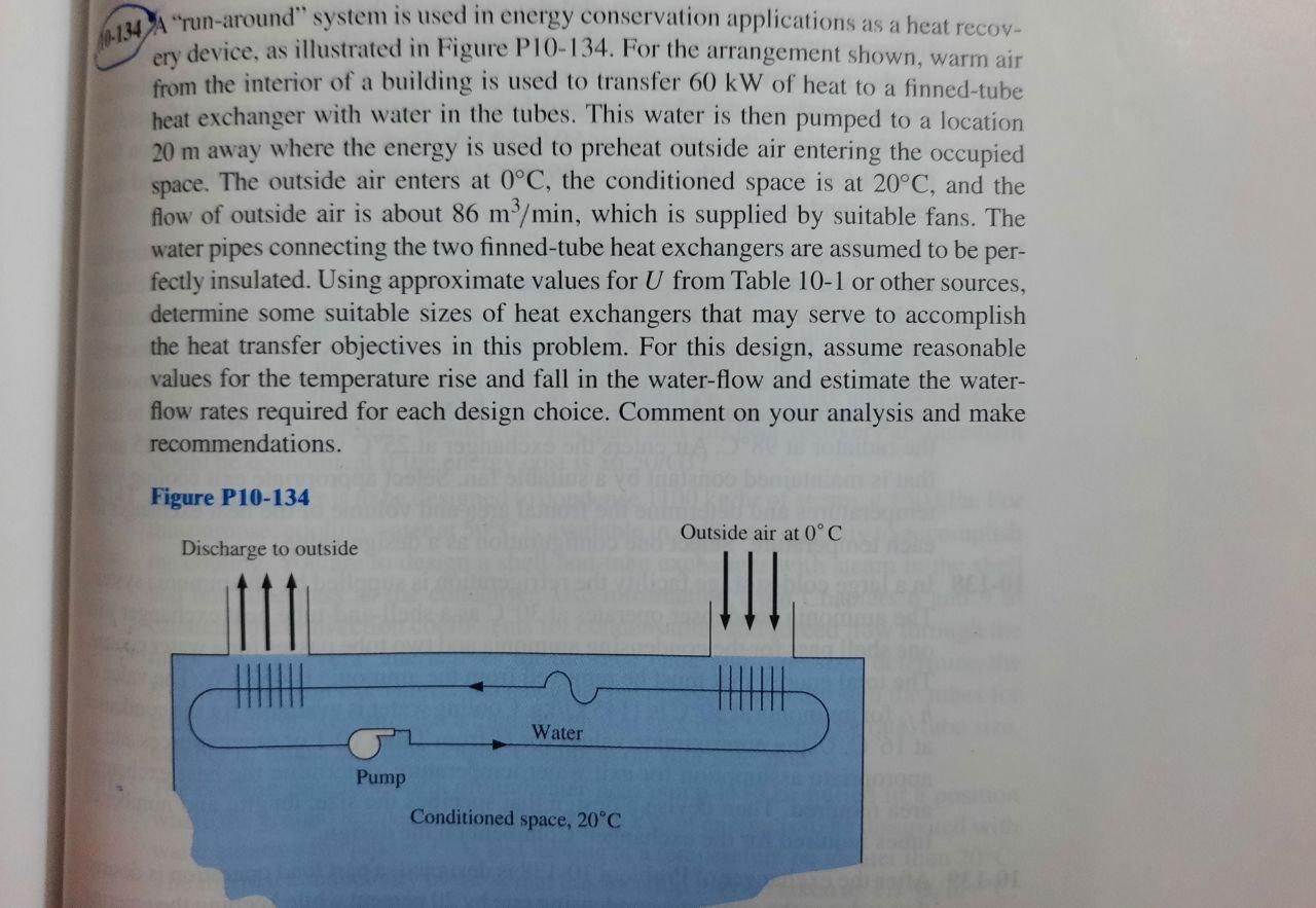 Solved 18-134 A "run-around" system is used in energy | Chegg.com