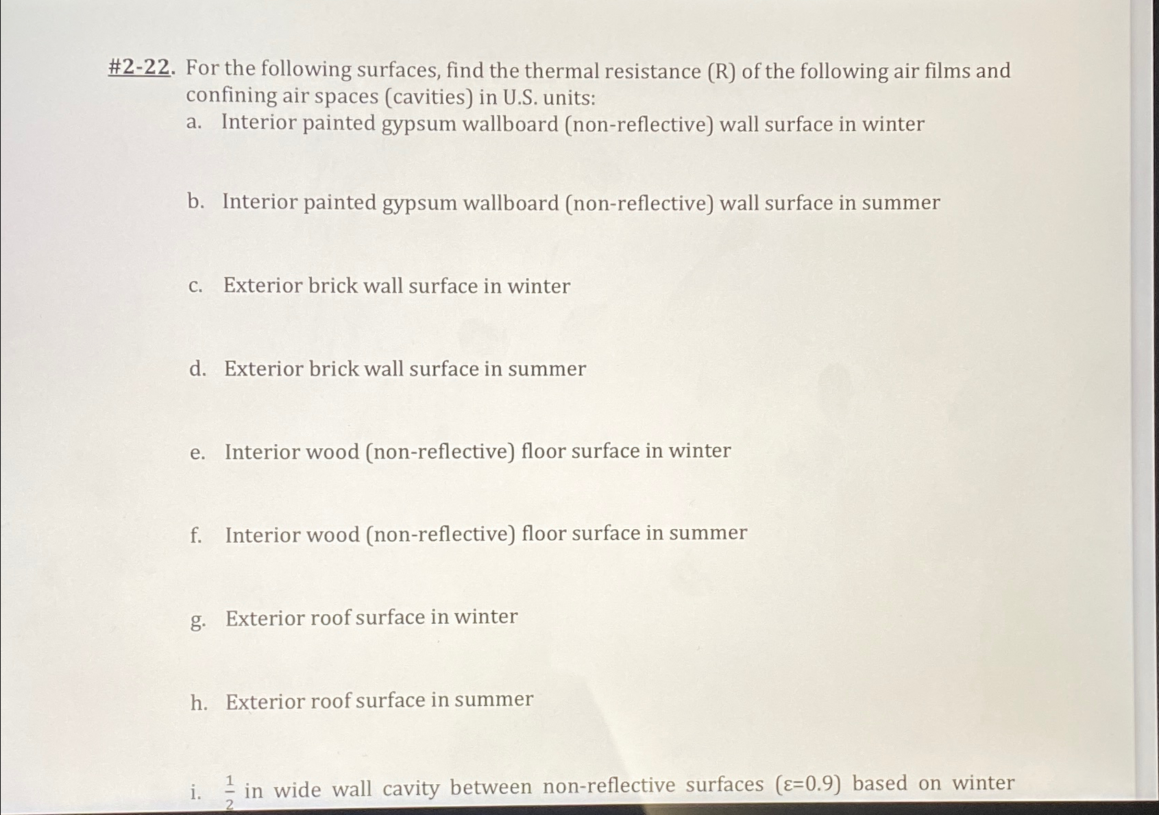 Solved #2-22. ﻿For the following surfaces, find the thermal | Chegg.com