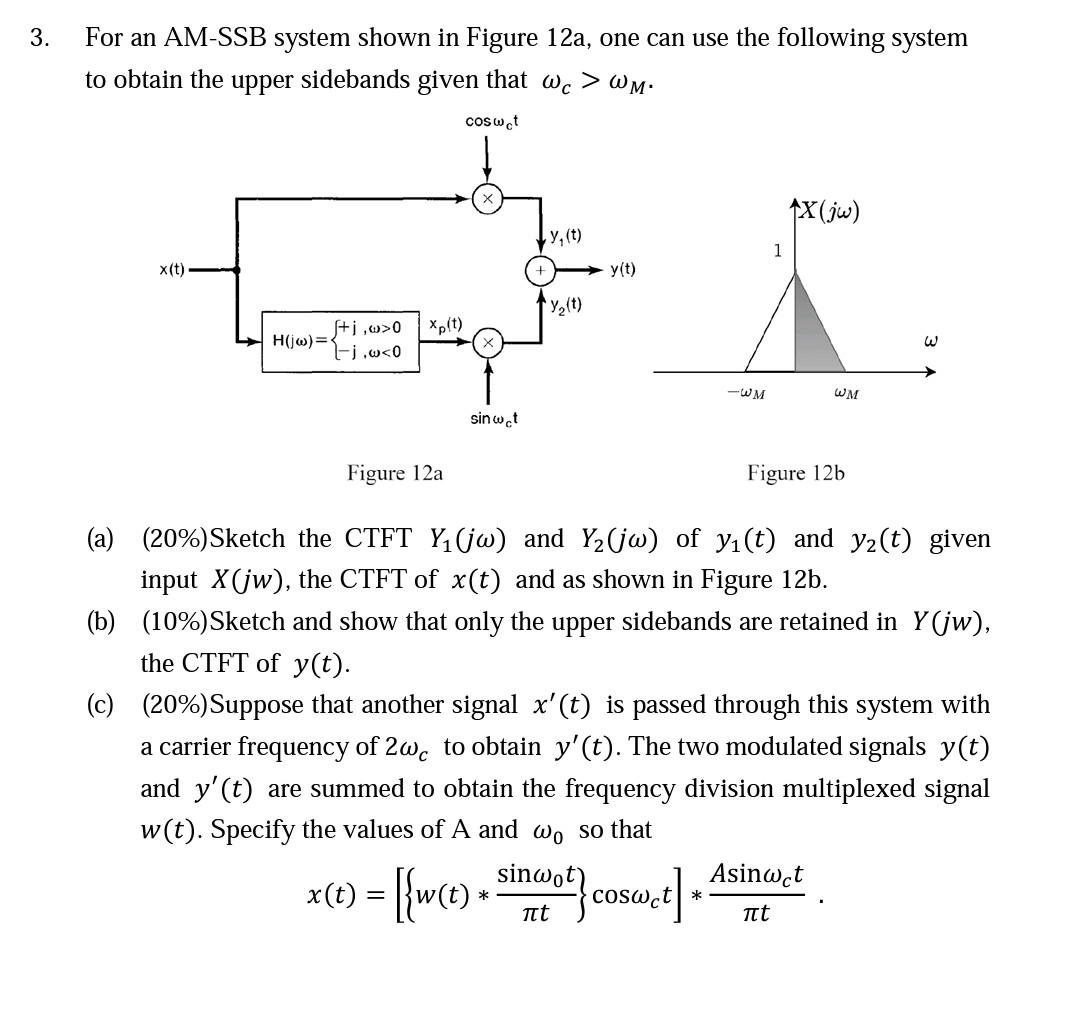 Solved 3. For an AM-SSB system shown in Figure 12a, one can | Chegg.com