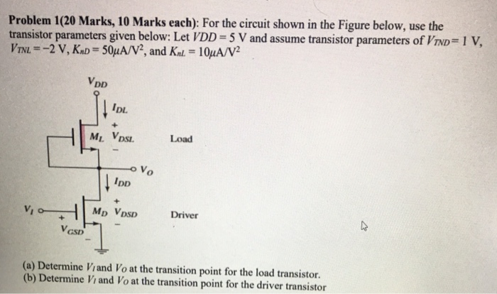 Solved Problem 1(20 Marks, 10 Marks each): For the circuit | Chegg.com