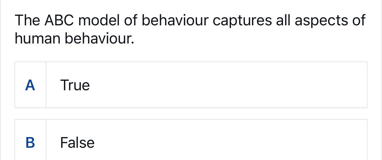 Solved The ABC model of behaviour captures all aspects of | Chegg.com