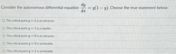 Solved Consider the autonomous differential equation | Chegg.com