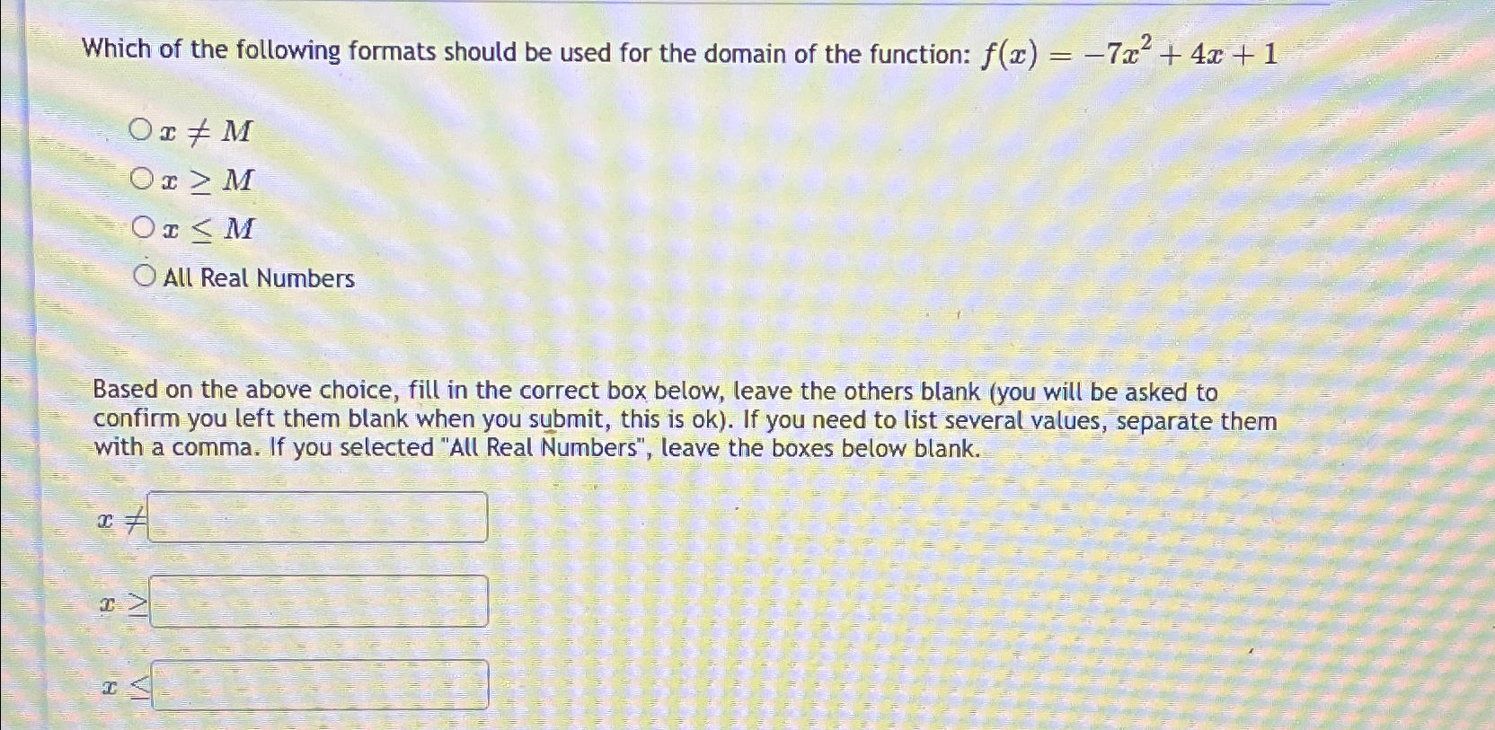 Solved Which of the following formats should be used for the | Chegg.com