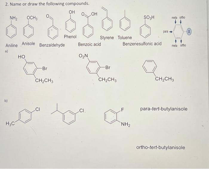 Solved 2. Name or draw the following compounds. Styrene | Chegg.com