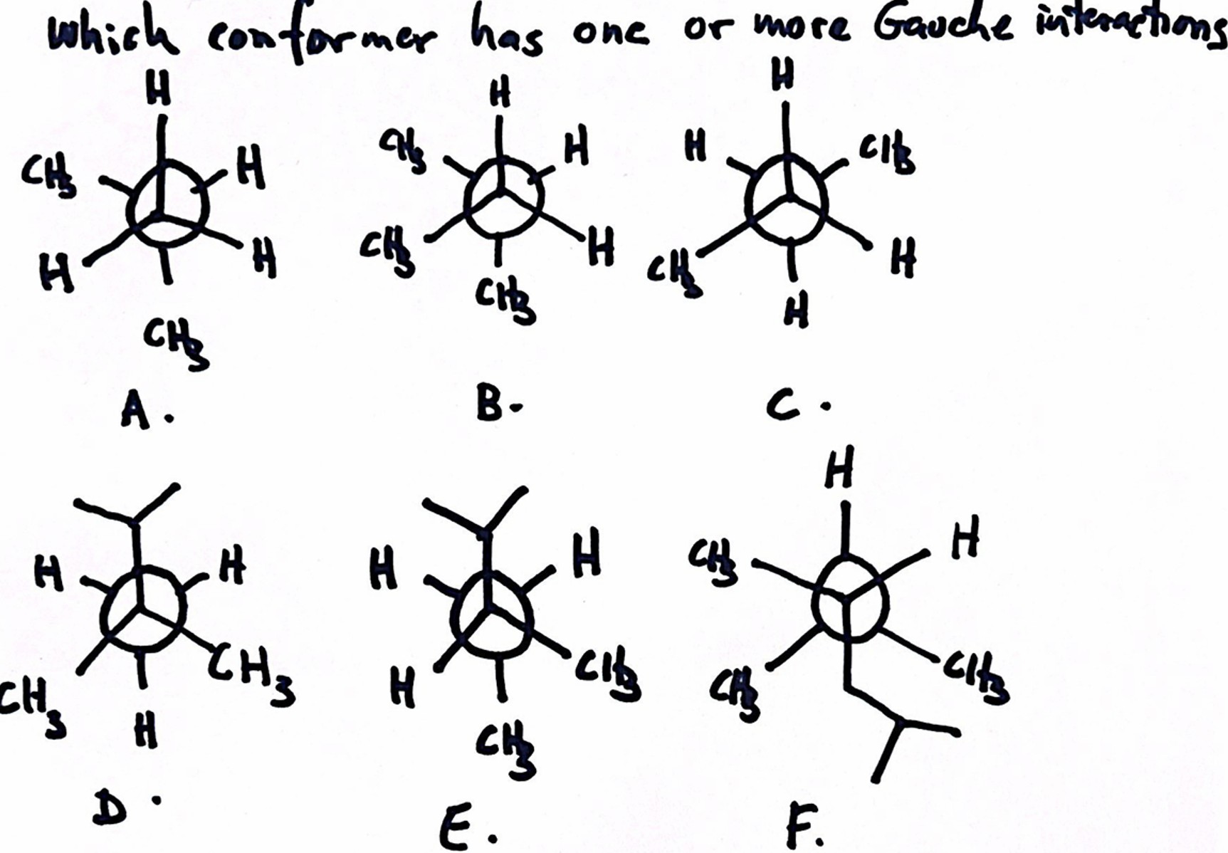 which conformer has one or more Gauche | Chegg.com