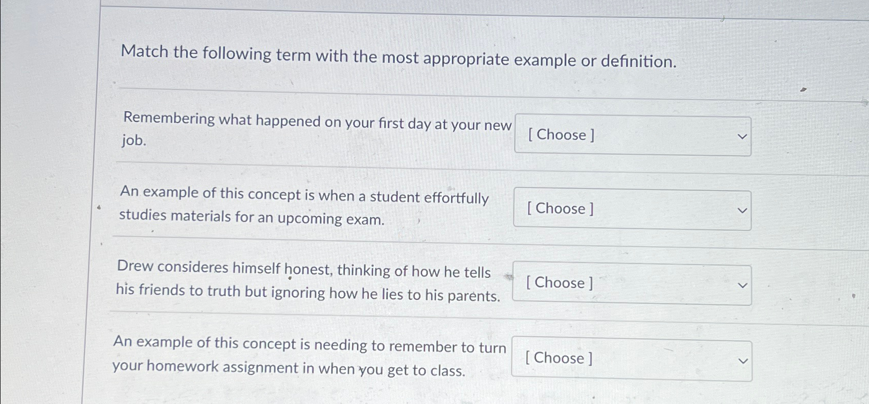 Solved Match the following term with the most appropriate | Chegg.com
