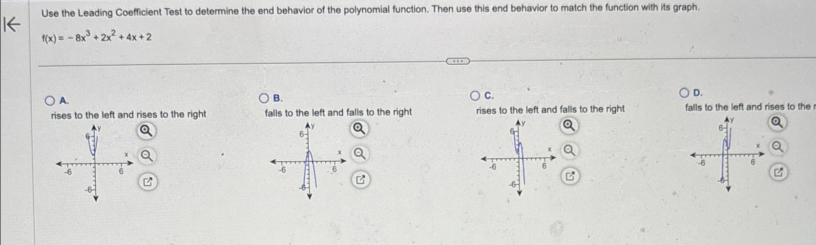 Solved Use the Leading Coefficient Test to determine the end | Chegg.com