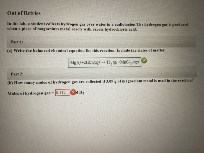 Solved Out of Retries In the lab, a student collects | Chegg.com