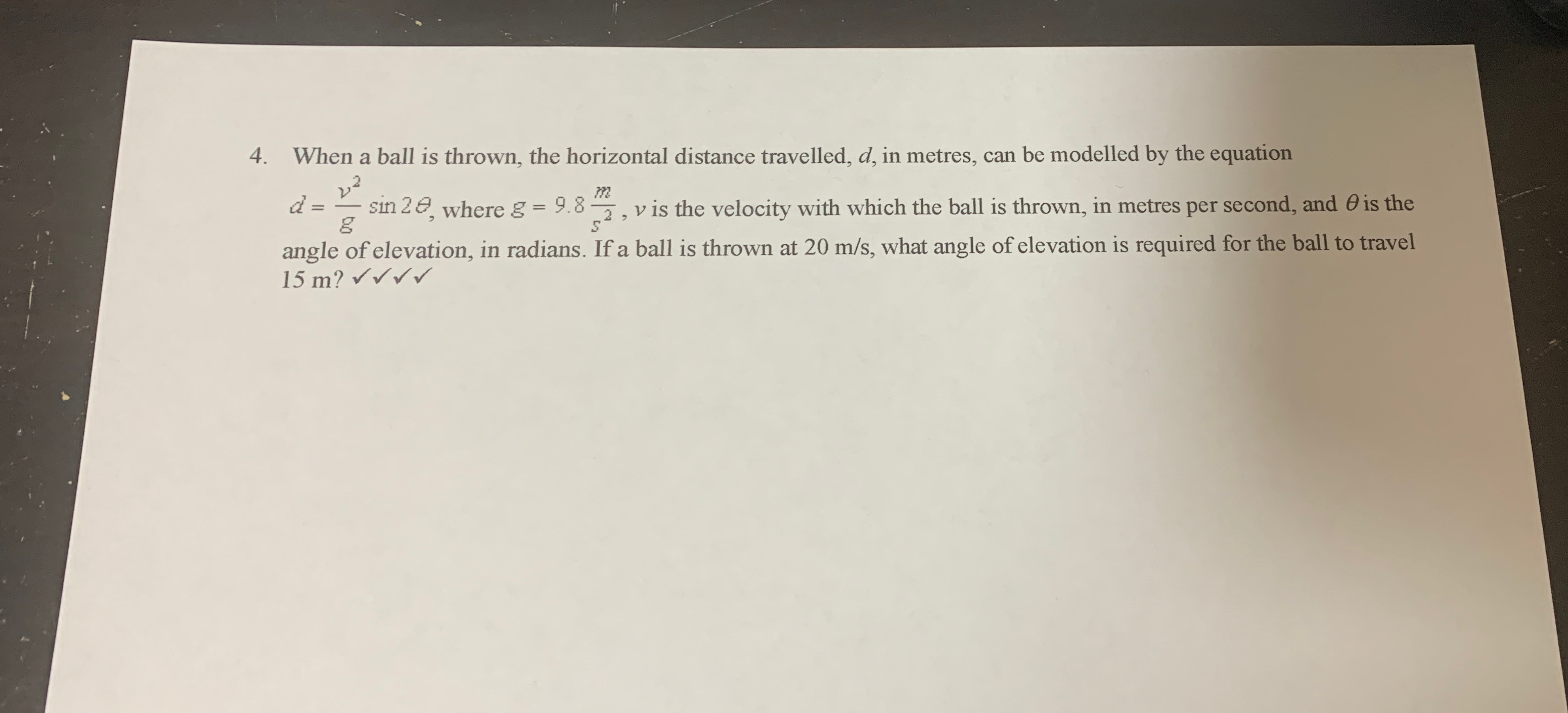 Solved When a ball is thrown, the horizontal distance | Chegg.com