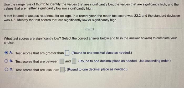 Solved Use the range rule of thumb to identify the values | Chegg.com