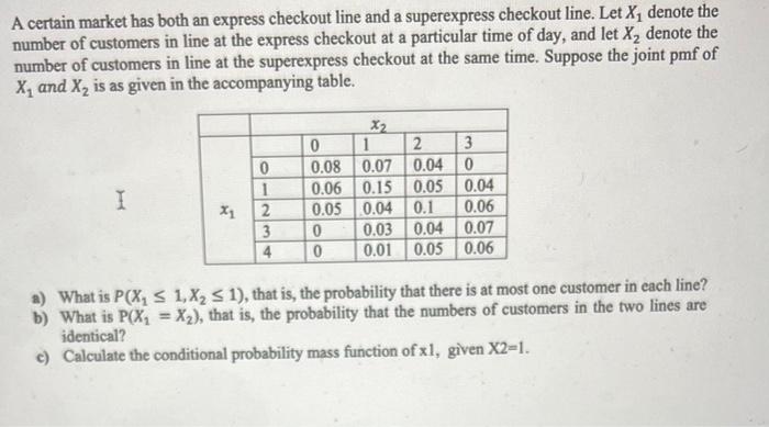 Solved A certain market has both an express checkout line | Chegg.com