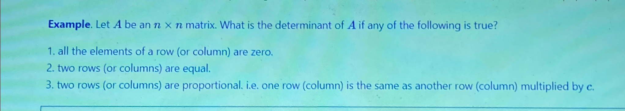 Solved Example. Let A ﻿be an n×n ﻿matrix. What is the | Chegg.com