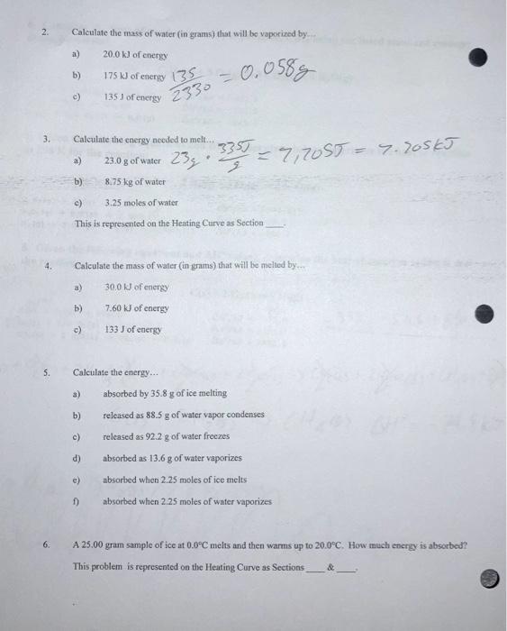 Solved Do the following calculations. Show your equation for | Chegg.com