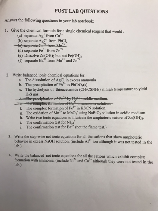 Solved POST LAB QUESTIONS Answer the following questions in | Chegg.com