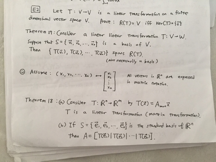 Solved E2 Let T:V-V dimensional vector space V. is a linear | Chegg.com