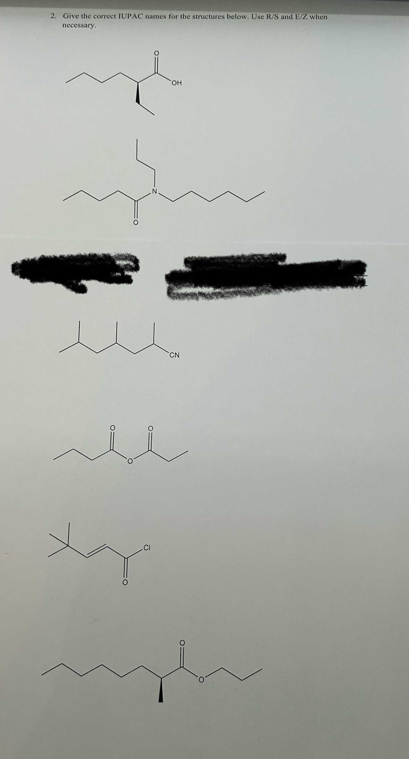 Solved Give the correct IUPAC names for the structures | Chegg.com