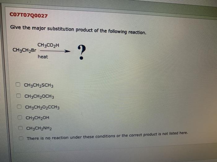 Solved Give the major substitution product of the following | Chegg.com