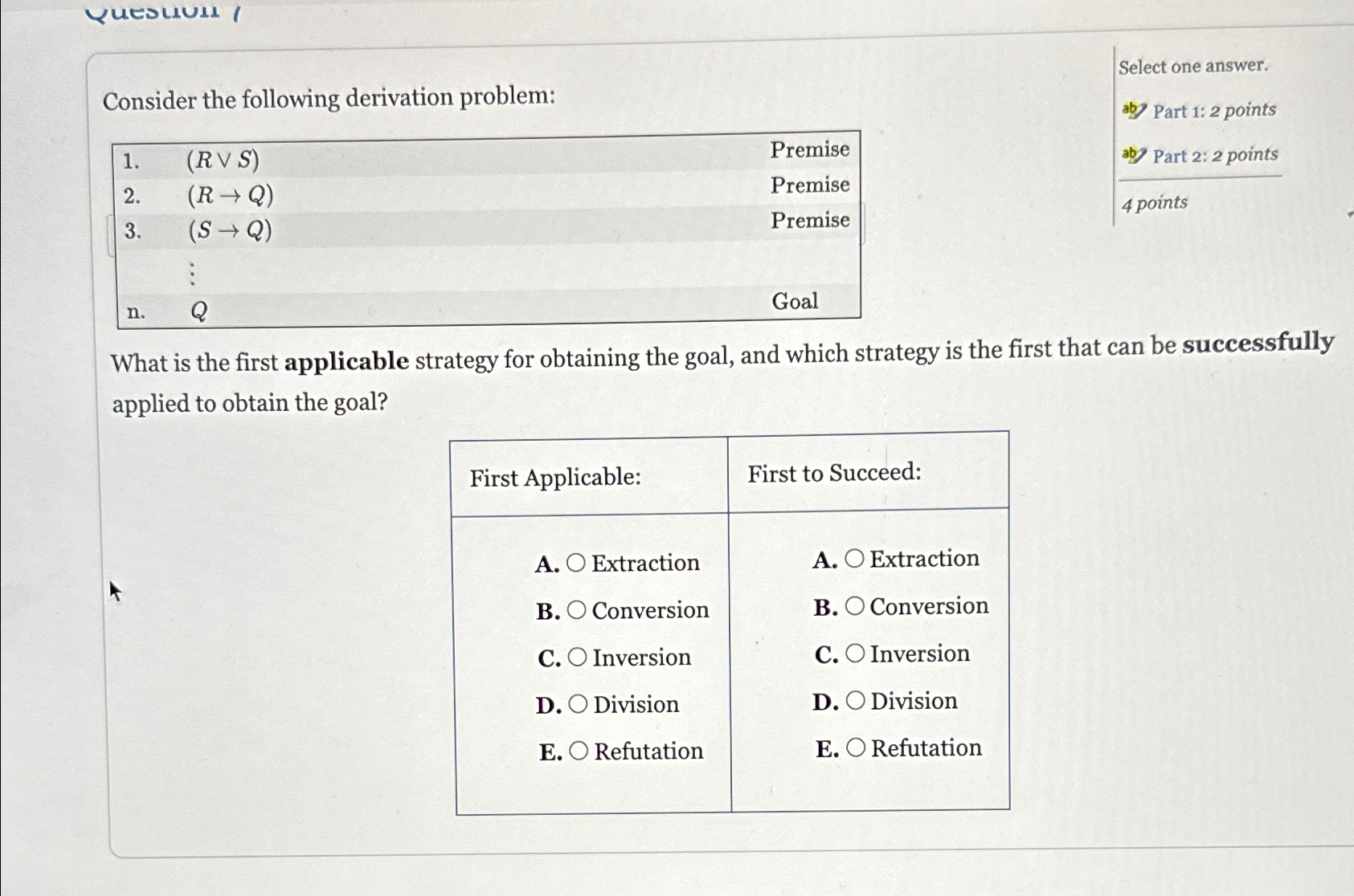 Consider the following derivation problem:Select one | Chegg.com
