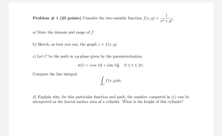 Solved Problem #1 (25 points) Consider the two-variable | Chegg.com