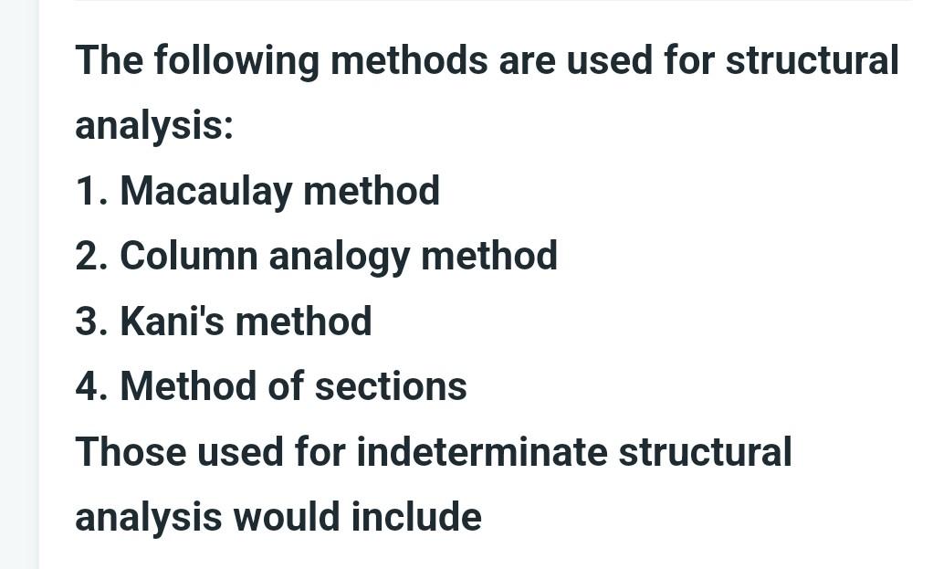 Solved The following methods are used for structural | Chegg.com