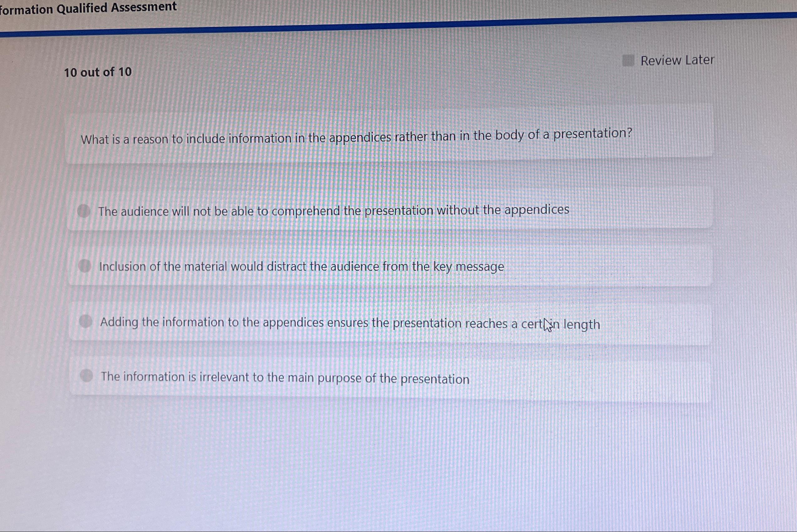 Solved formation Qualified Assessment10 ﻿out of 10Review | Chegg.com
