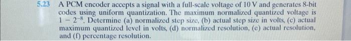 Solved 3 A PCM encoder accepts a signal with a full-scale | Chegg.com