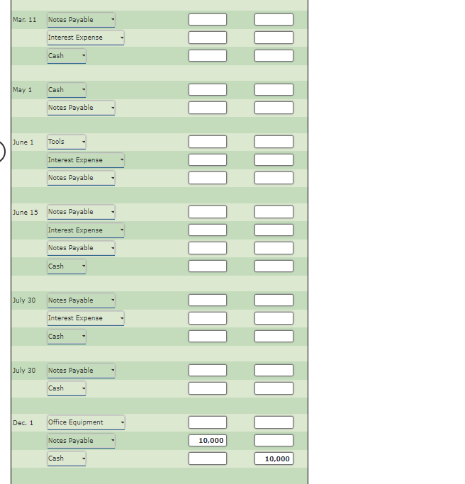 [Solved]: Liability Transactions The following items were s