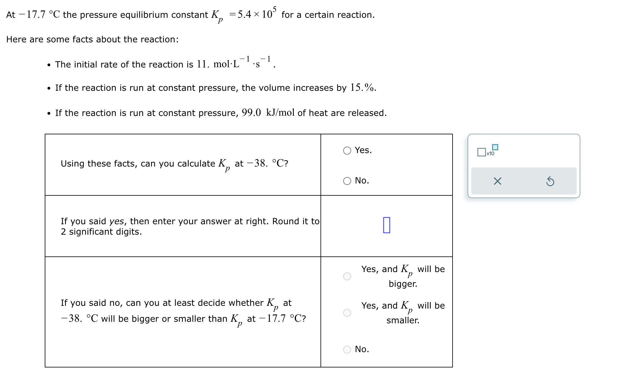 Solved At -17.7°C ﻿the pressure equilibrium constant | Chegg.com