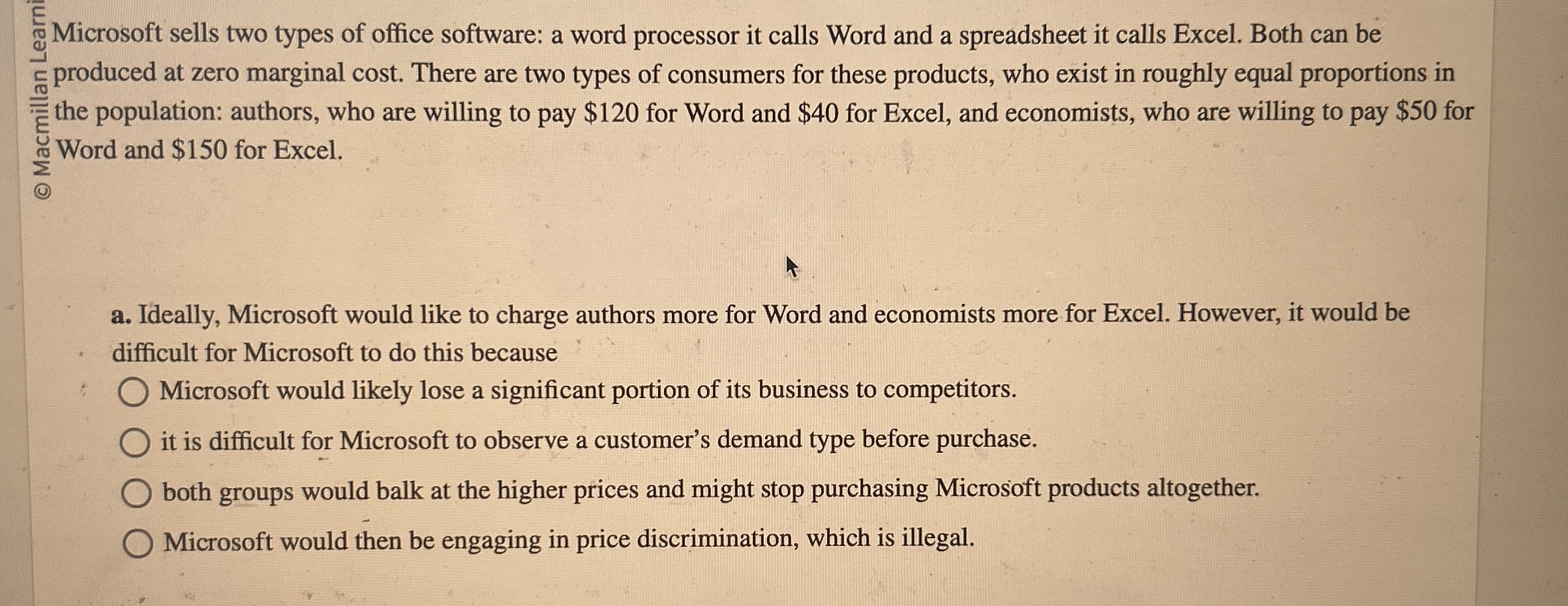 Solved Microsoft sells two types of office software: a word | Chegg.com