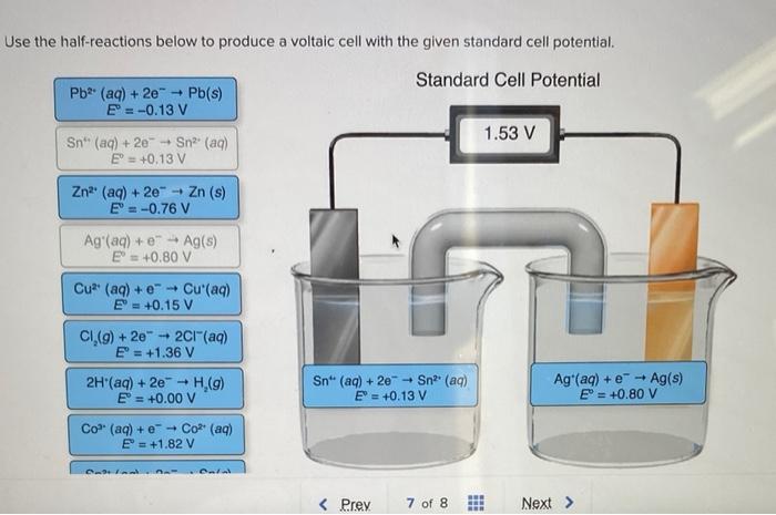 Solved Use the half-reactions below to produce a voltaic | Chegg.com