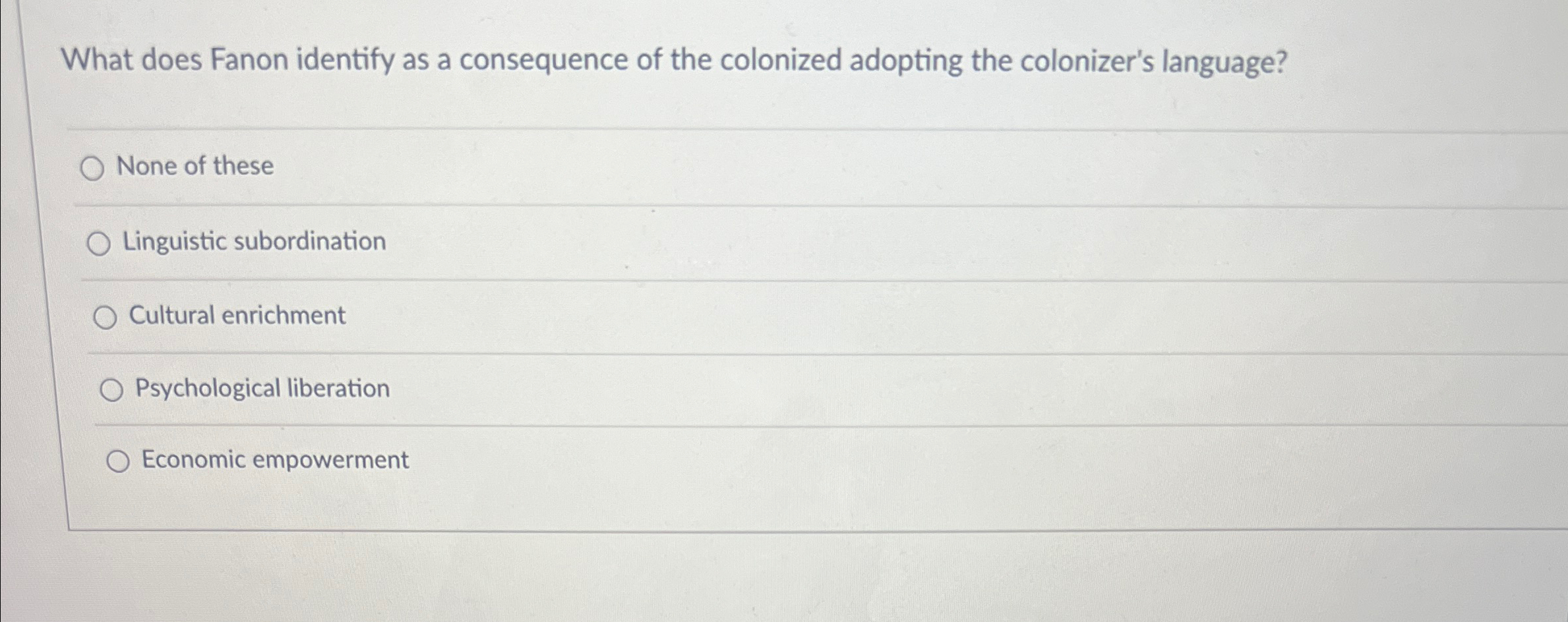 Solved What does Fanon identify as a consequence of the | Chegg.com
