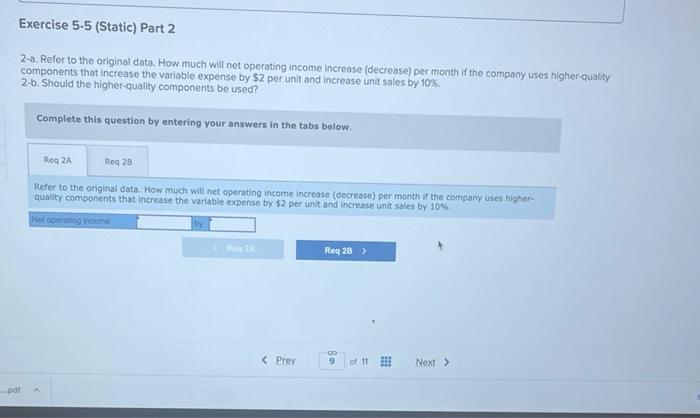 Solved Required information Exercise 5.5 (Static) Changes in | Chegg.com