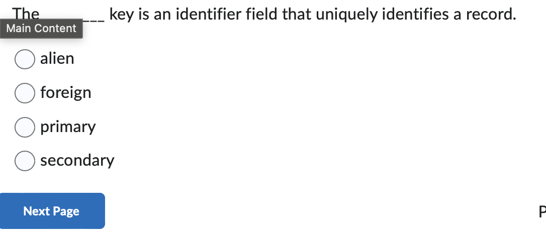 Solved Thekey is an identifier field that uniquely | Chegg.com