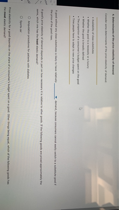 Solved 4. Determinants of the price elasticity of demand | Chegg.com