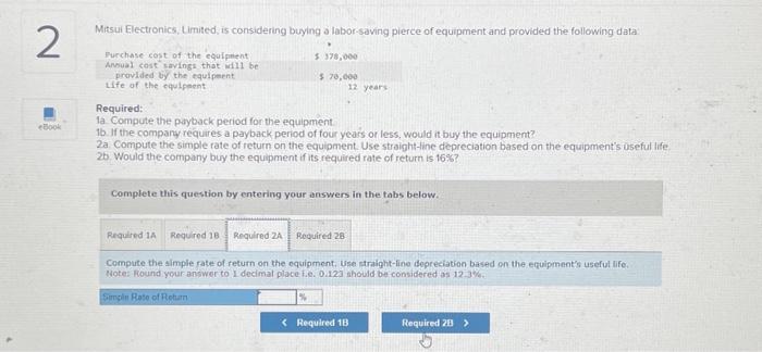 Solved Mitsui Electronics. Limned, is considering buying a | Chegg.com