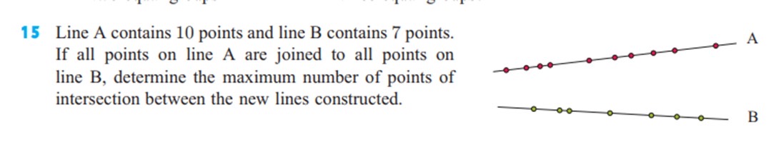 Solved 15 ﻿Line A contains 10 ﻿points and line B contains 7 | Chegg.com