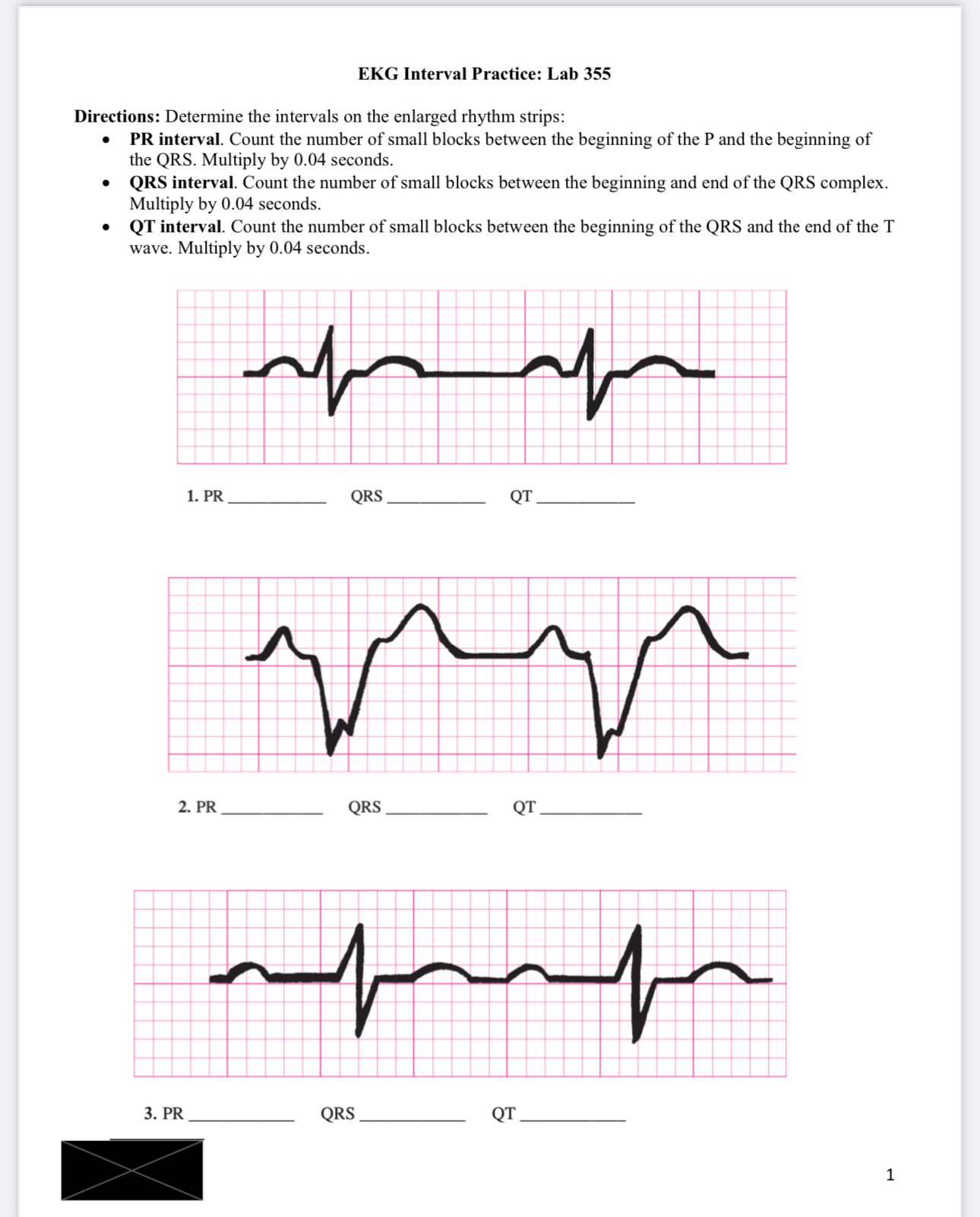 Solved EKG Interval Practice: Lab 355Directions: Determine | Chegg.com