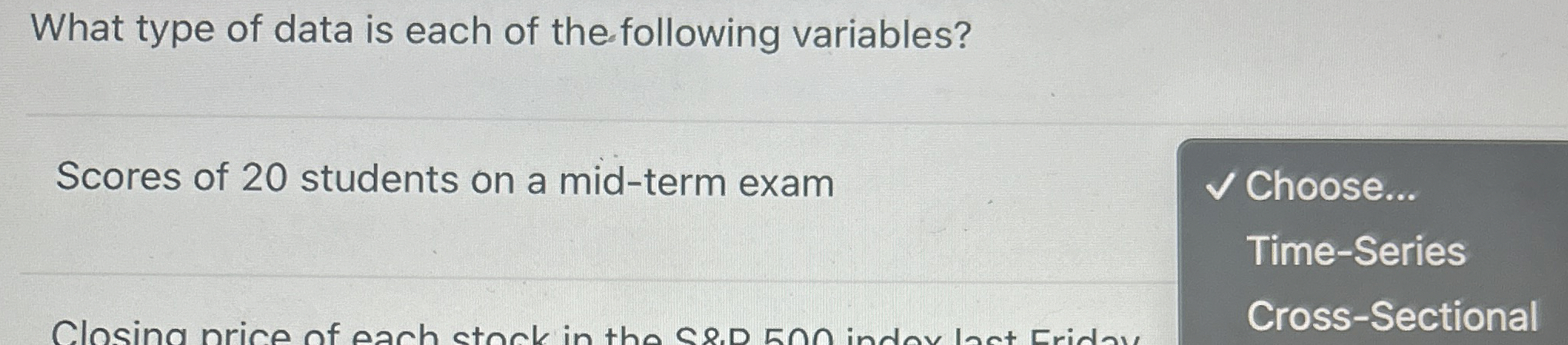 What type of data is each of the following | Chegg.com