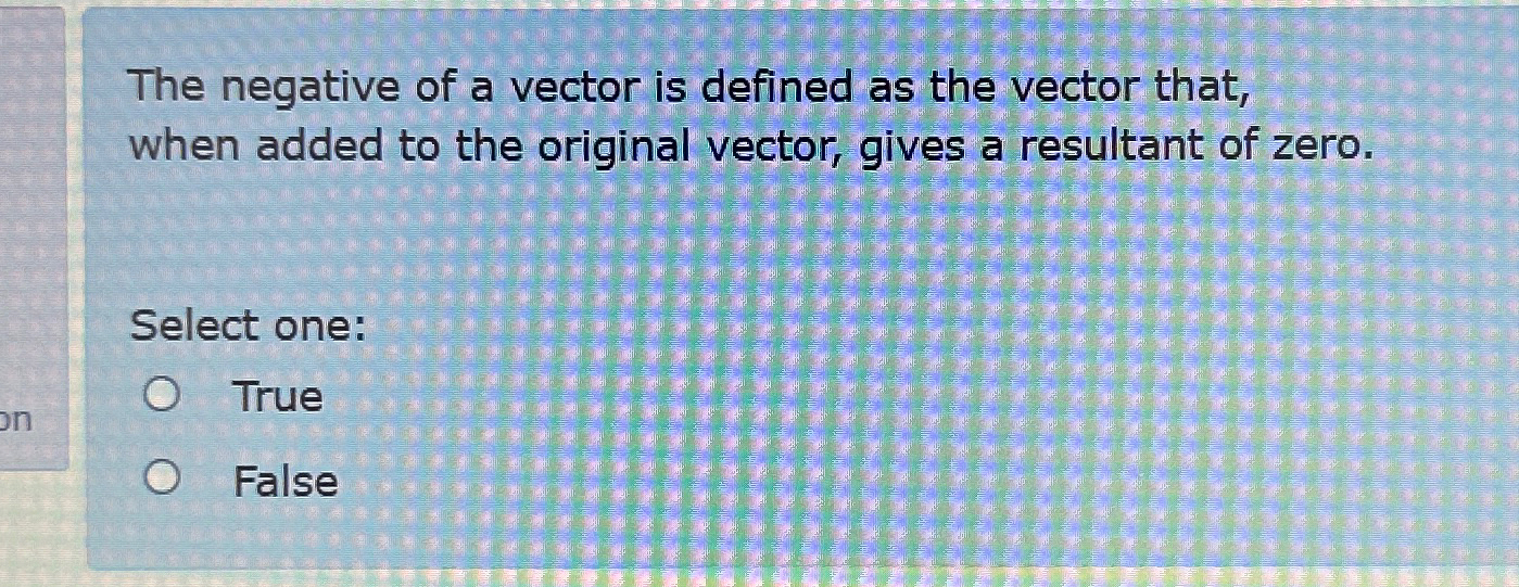 Solved The negative of a vector is defined as the vector | Chegg.com