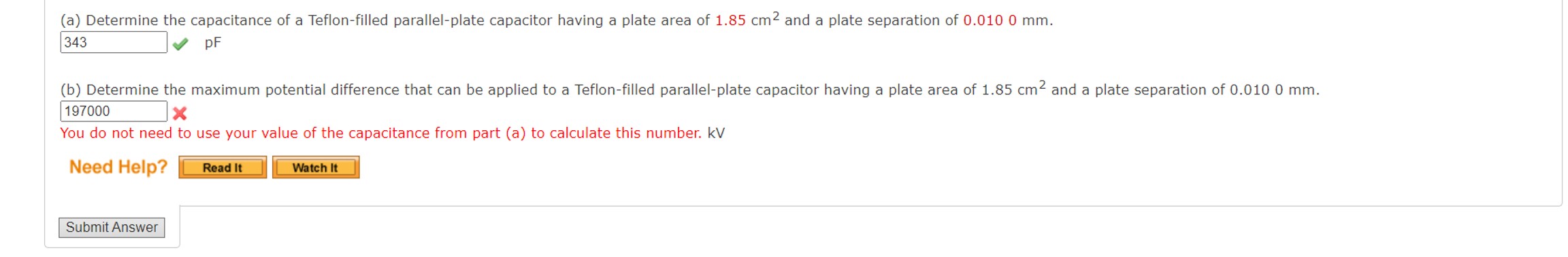 Solved (a) ﻿Determine the capacitance of a Teflon-filled | Chegg.com