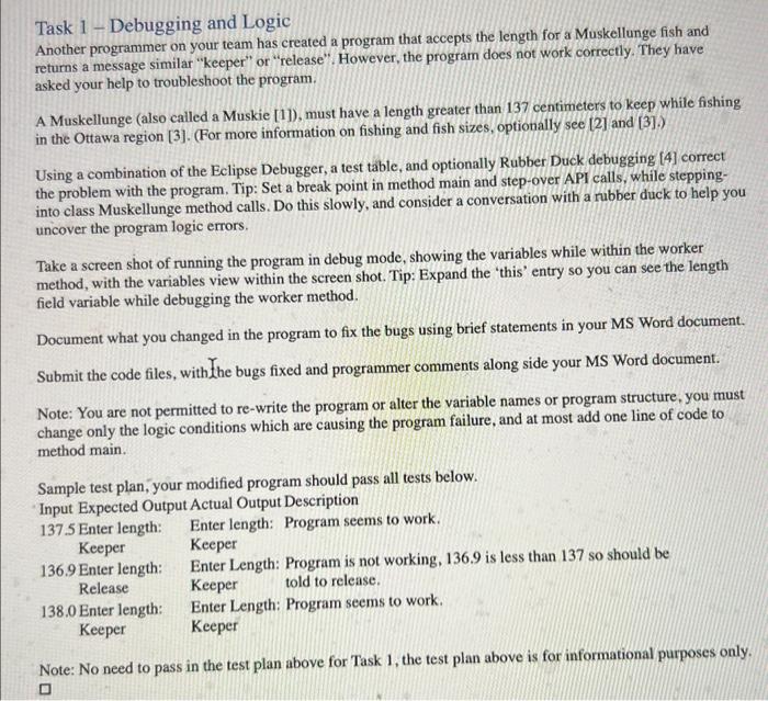 Solved Task 1 Debugging And Logic Another Programmer On