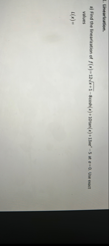 Solved Linearization.a) ﻿Find the linearization of | Chegg.com