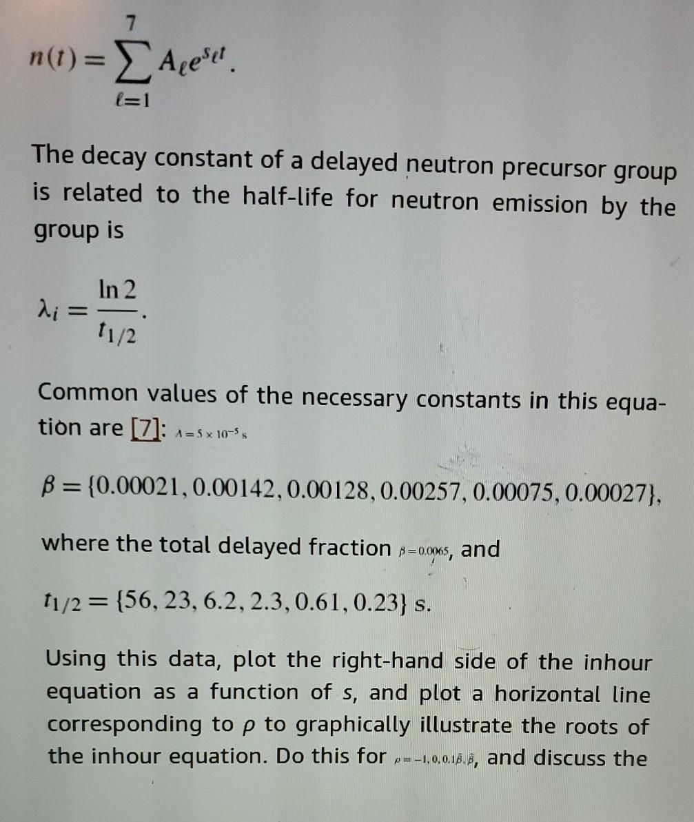 Solved The inhour equation (short for inverse hour) | Chegg.com